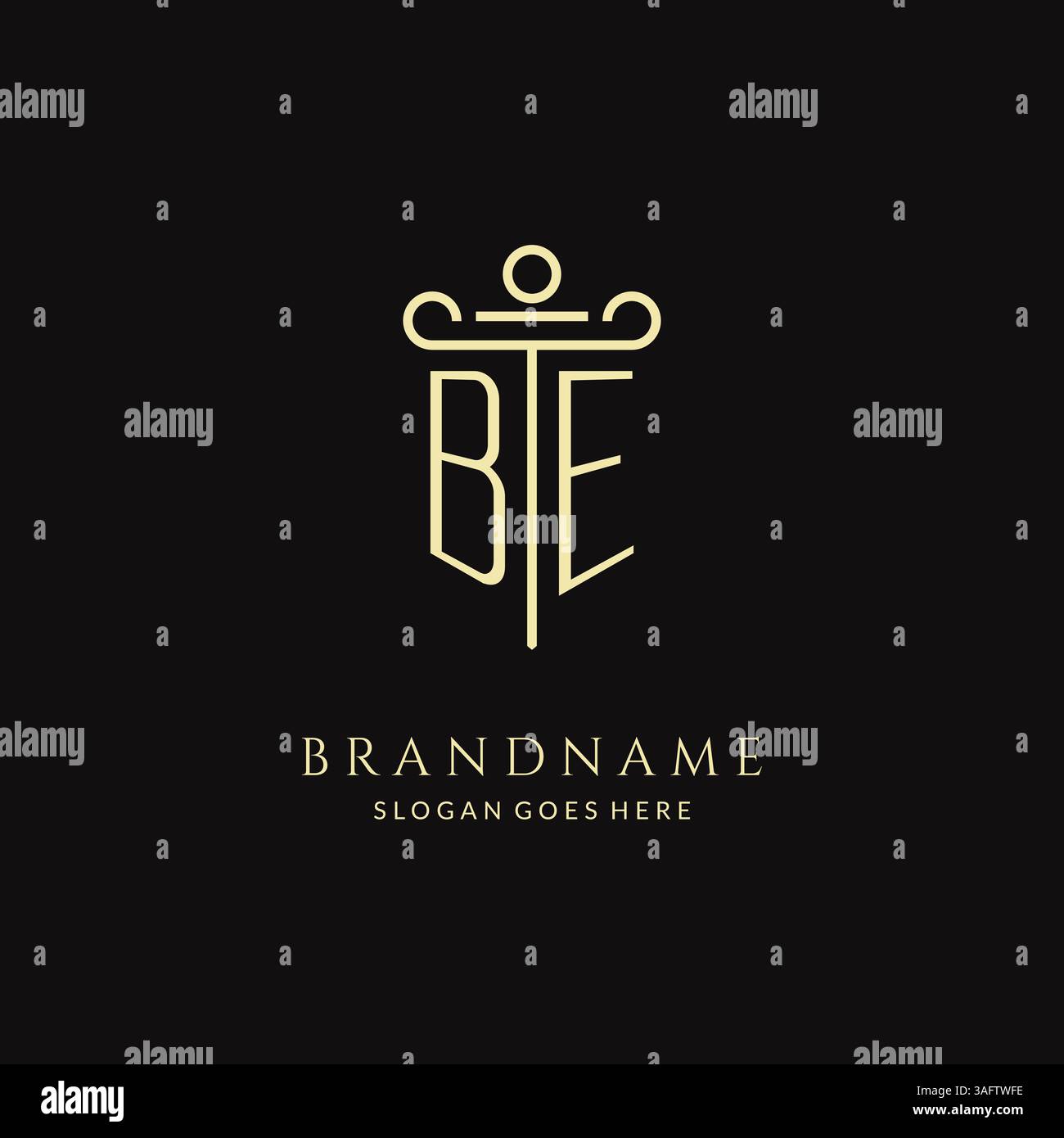 Luxury modern monogram BE logo for law firm with pillar icon design ...