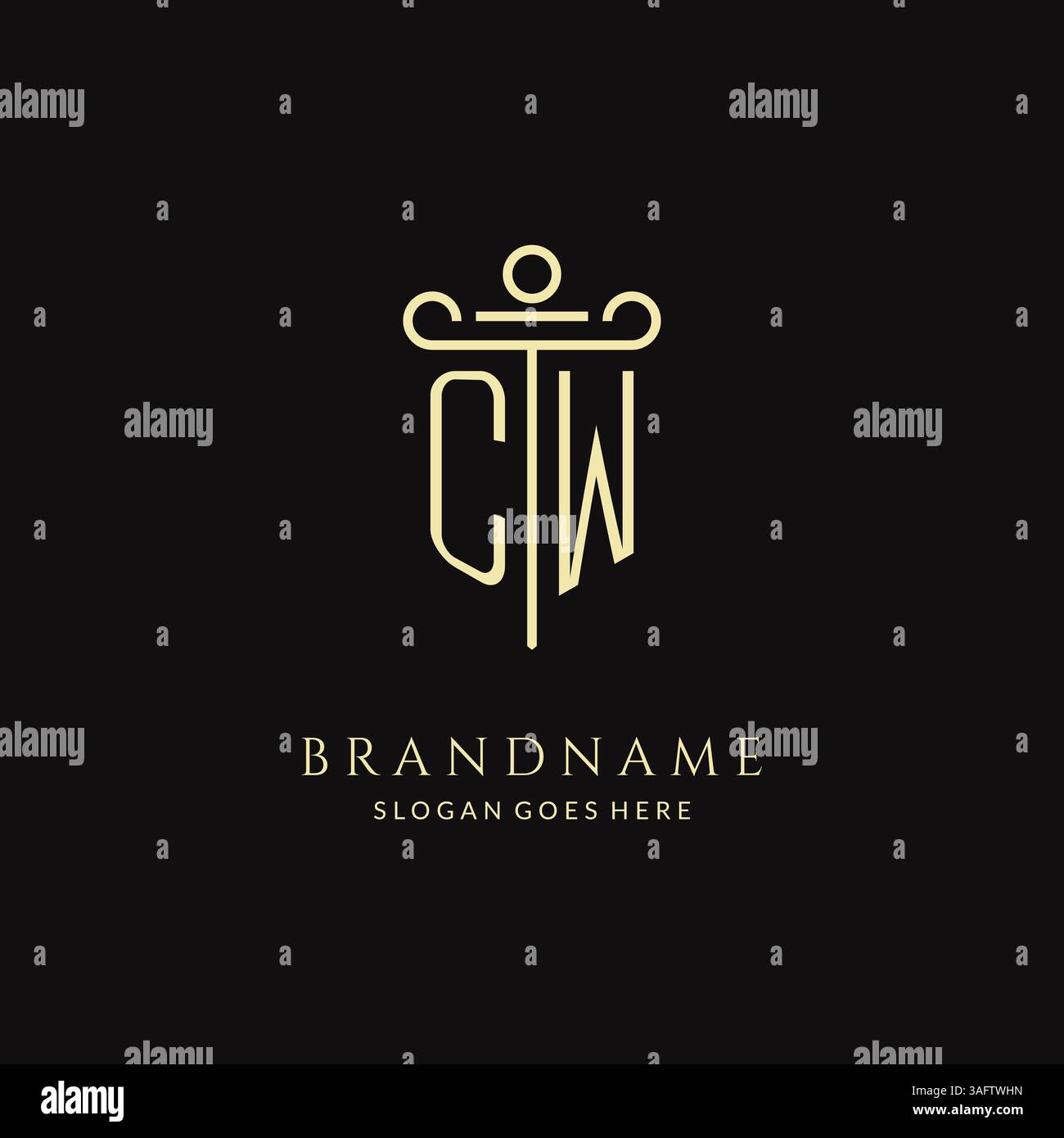 Luxury modern monogram CW logo for law firm with pillar icon design ...