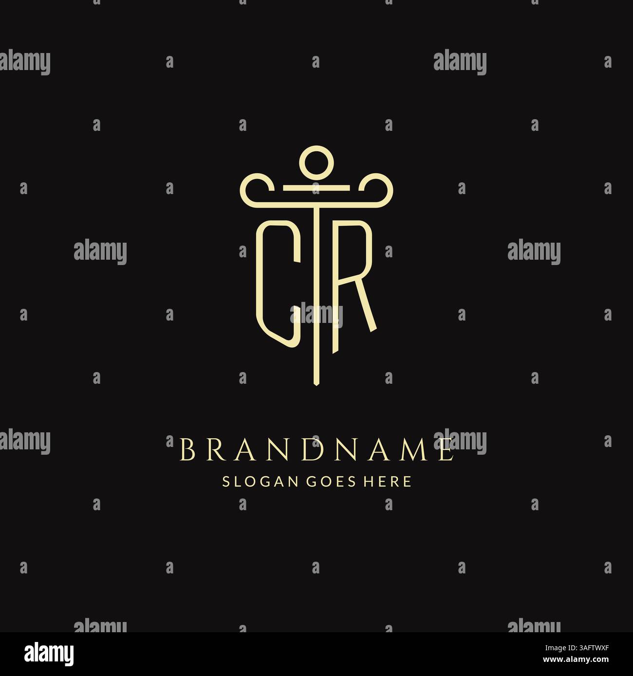 Luxury modern monogram CR logo for law firm with pillar icon design ...