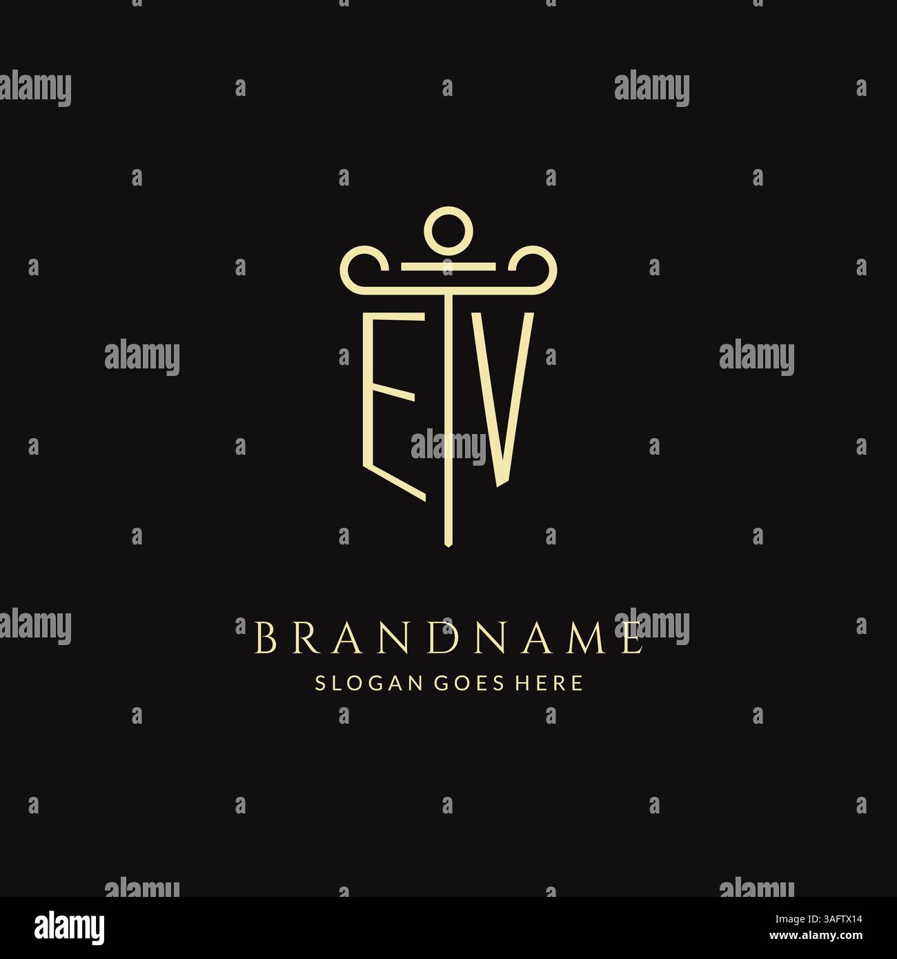 Luxury modern monogram EV logo for law firm with pillar icon design ...