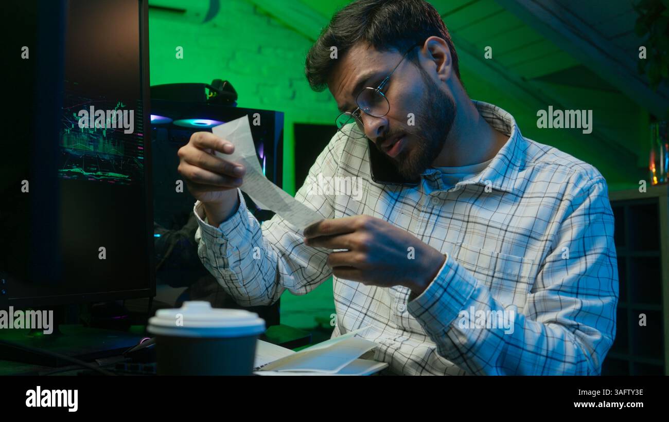 Arabian Indian man male guy work employee engineer programmer hacker freelance coding cyberspace ...