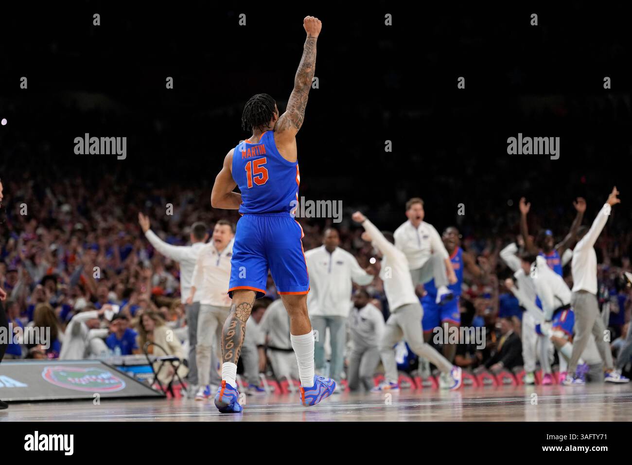 Florida guard Alijah Martin celebrates after their win against the ...