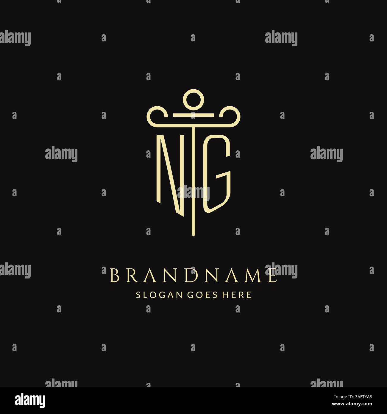 Luxury modern monogram NG logo for law firm with pillar icon design ...