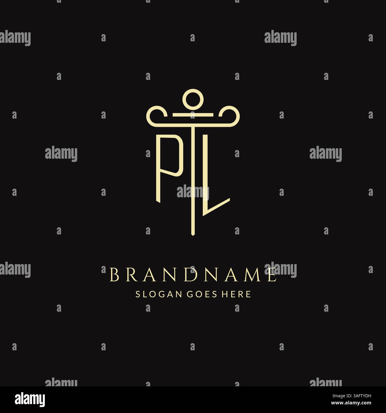 Luxury modern monogram PL logo for law firm with pillar icon design ...