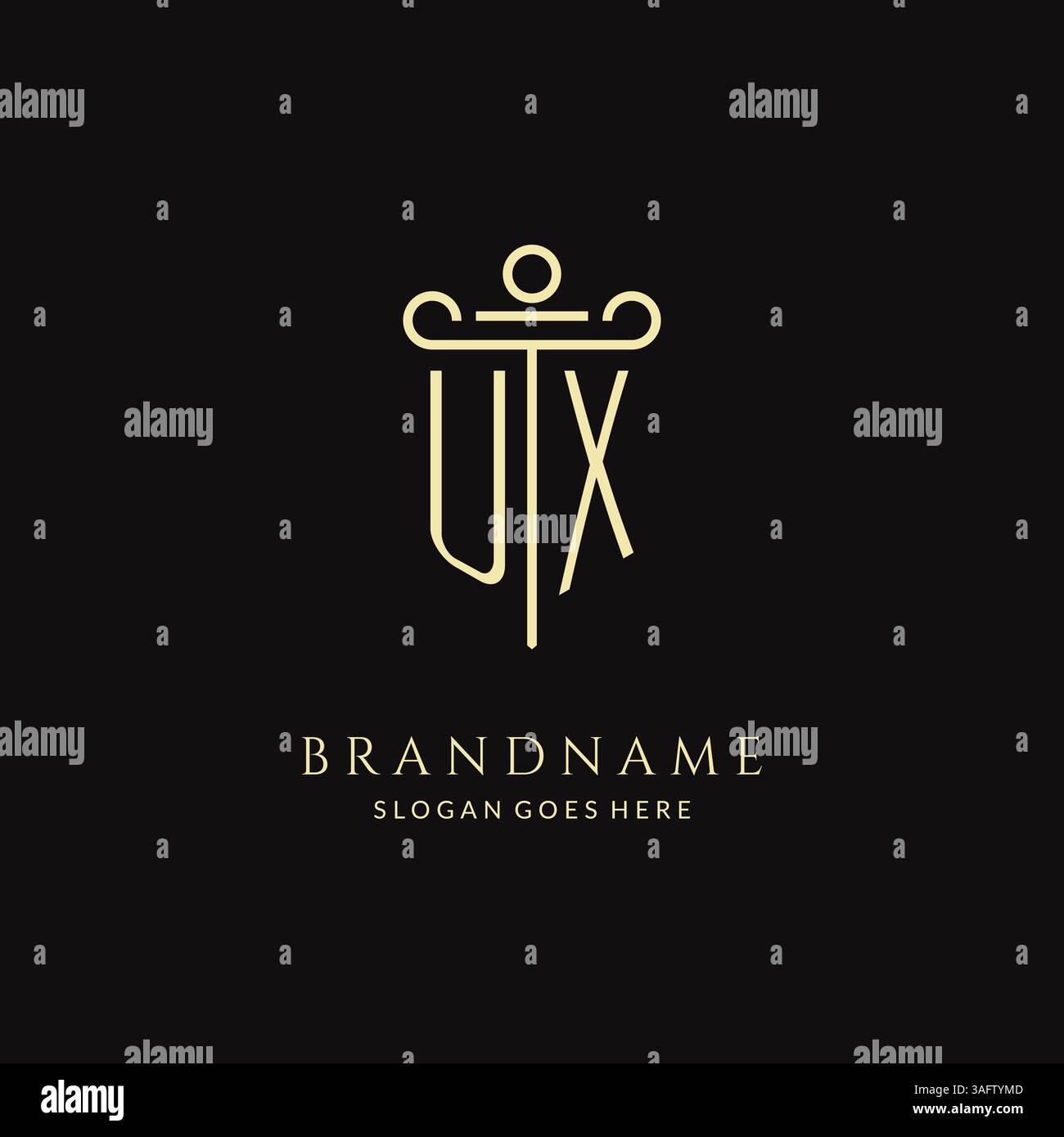 Luxury modern monogram UX logo for law firm with pillar icon design ...