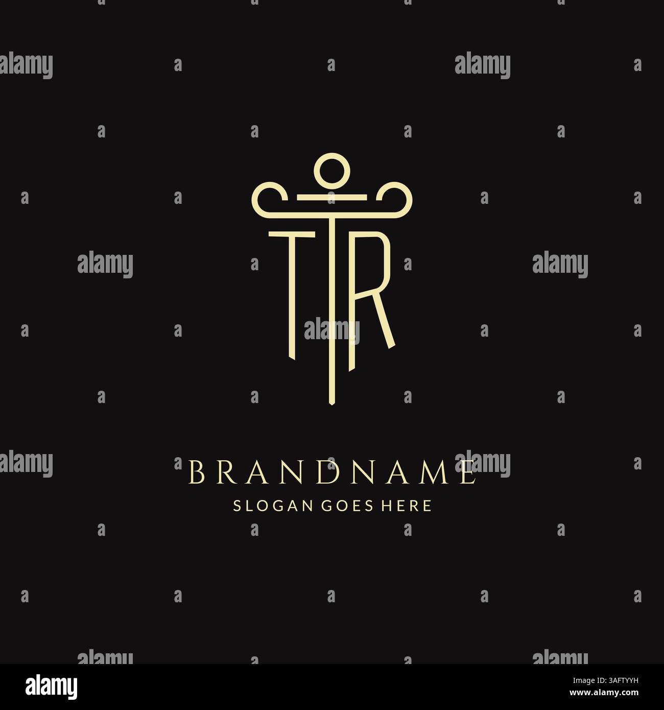 Luxury modern monogram TR logo for law firm with pillar icon design ...