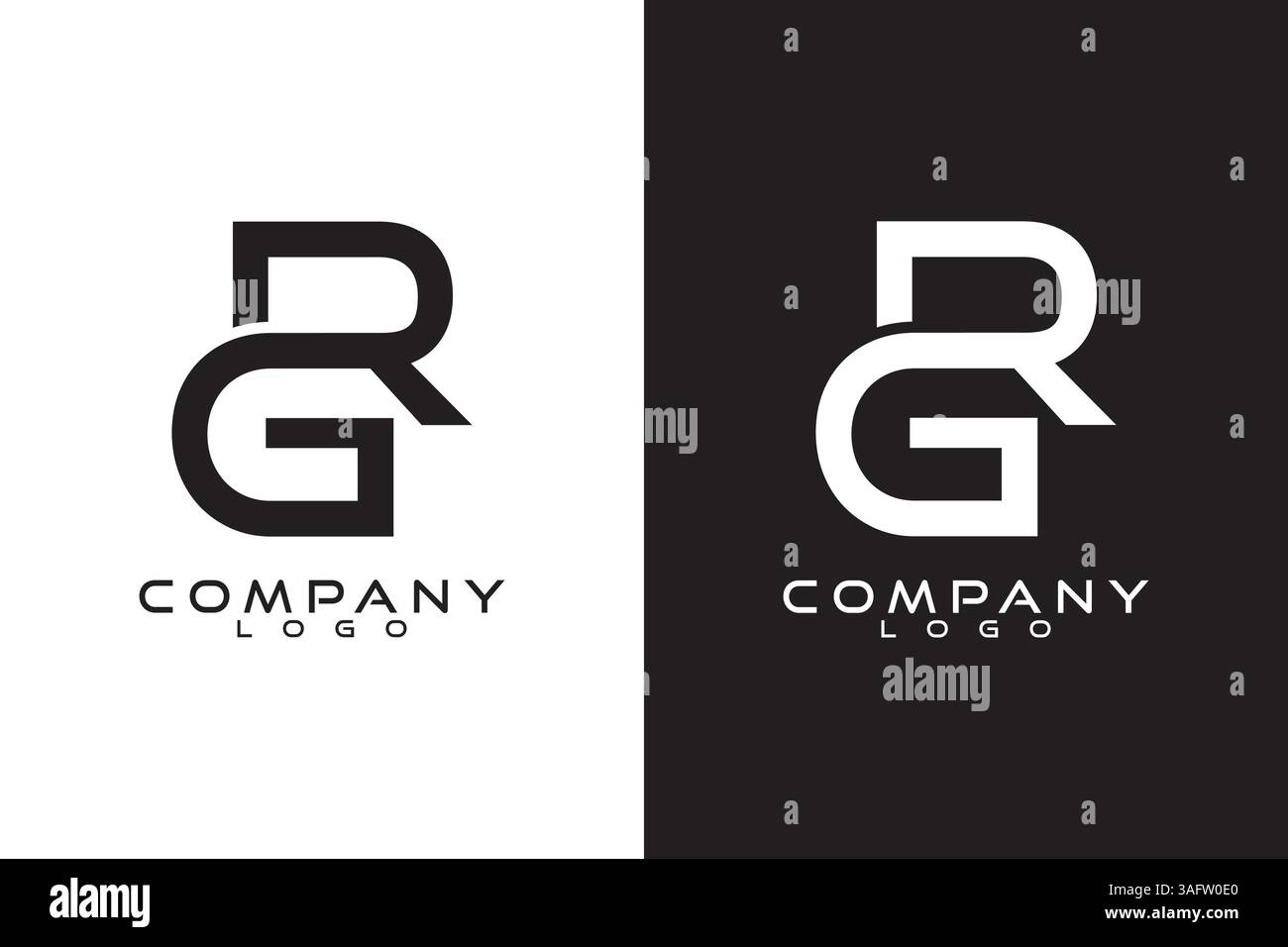 RG, GR Logo Template Vector Design with black and white background ...