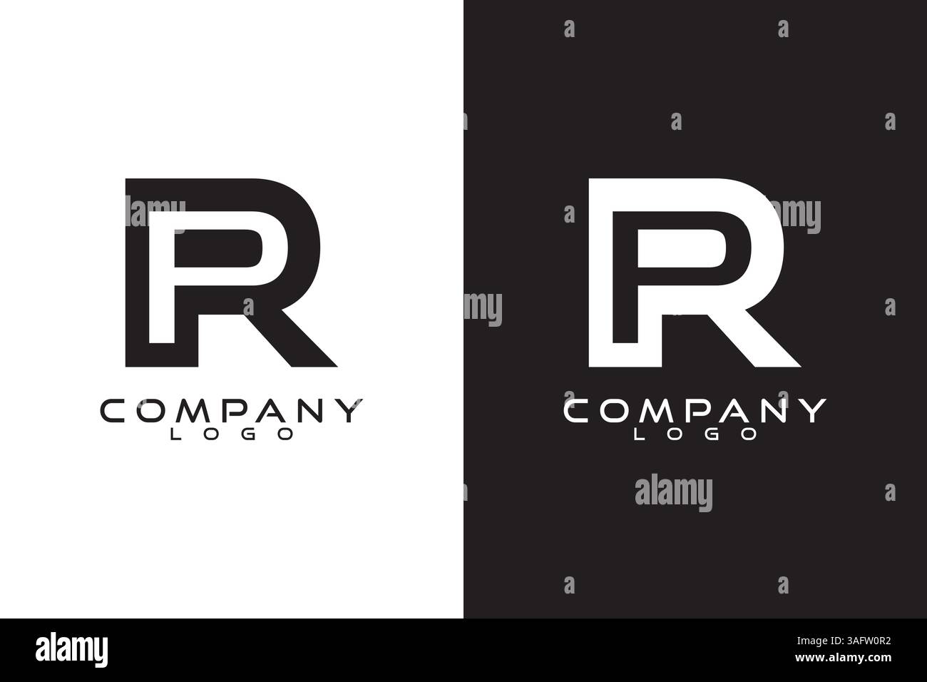 PR, RP Logo Template Vector Design with black and white background ...