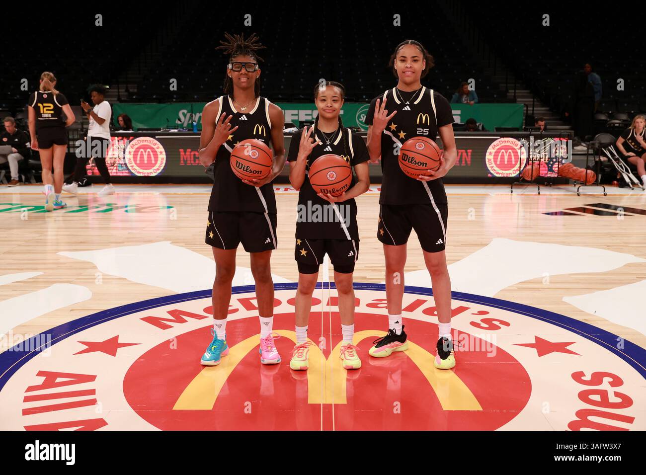 BROOKLYN, NY - APRIL 01: From left to right McDonalds Girls High School ...