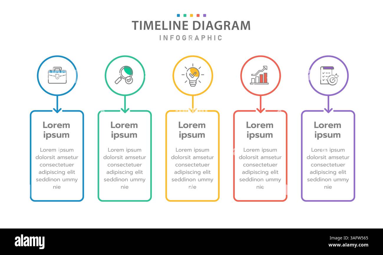 Infographic template for business concept. 5 Steps Modern Timeline diagram with rectangles and ...