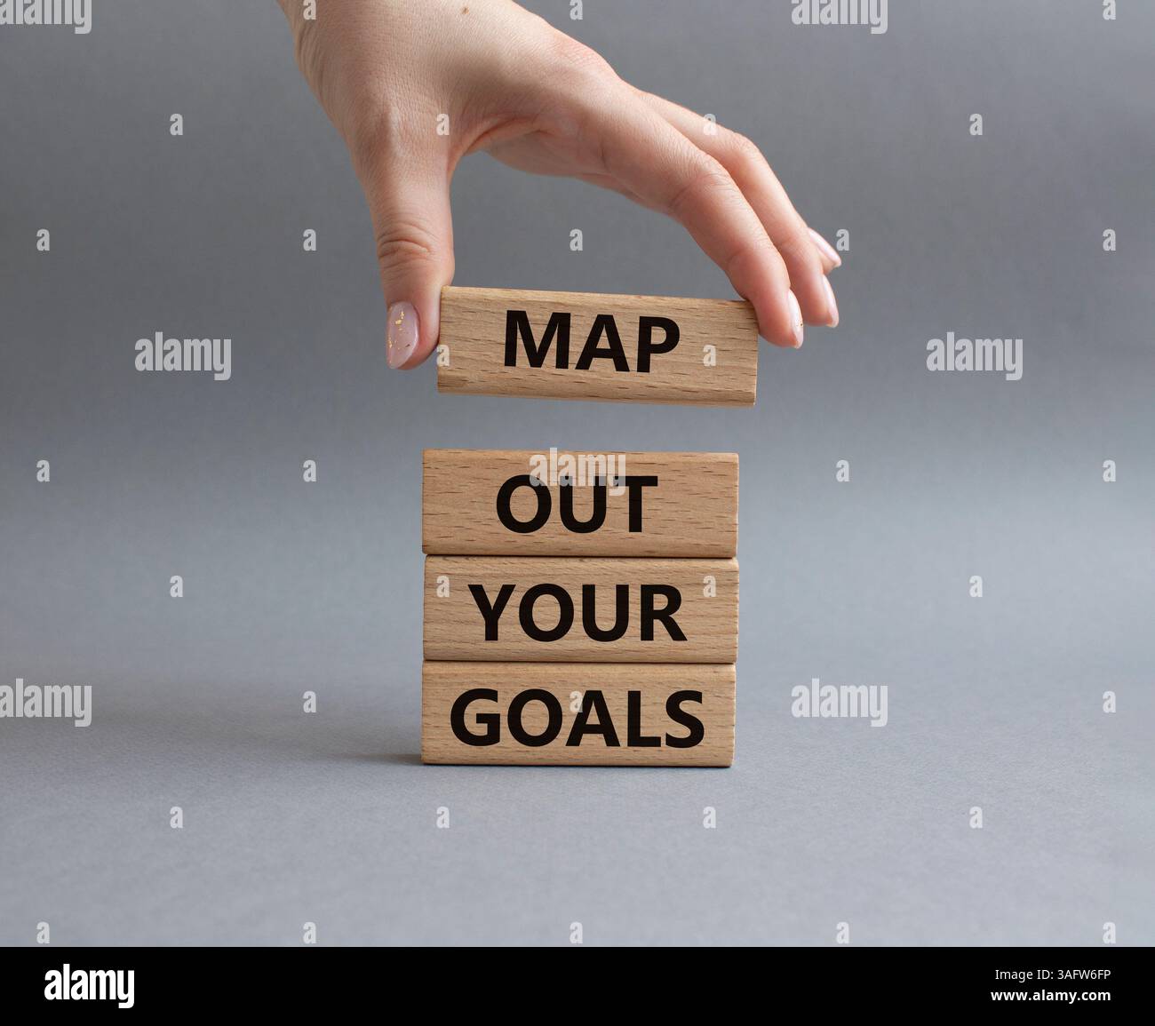 Goals symbol. Wooden blocks with words Map out your goals. Beautiful ...