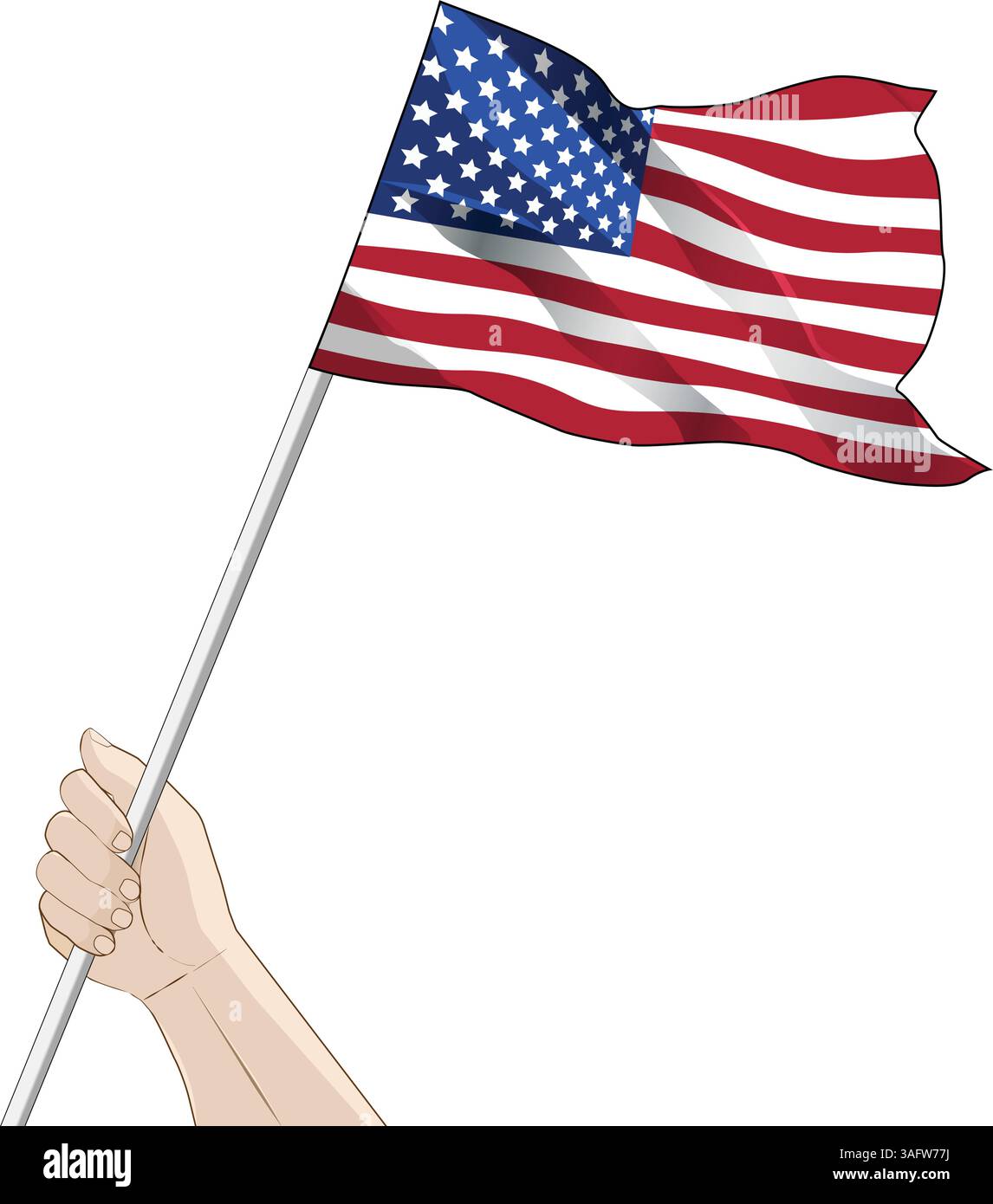 Hand holding a waving US flag vector Stock Vector Image & Art - Alamy