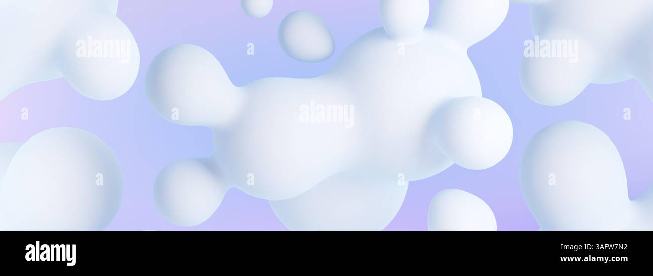 3D blob banner with white liquid shapes on blue gradient background ...