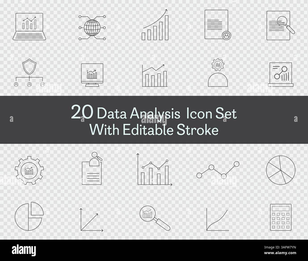 Data analysis icon set vector art Isolated on transparent background ...