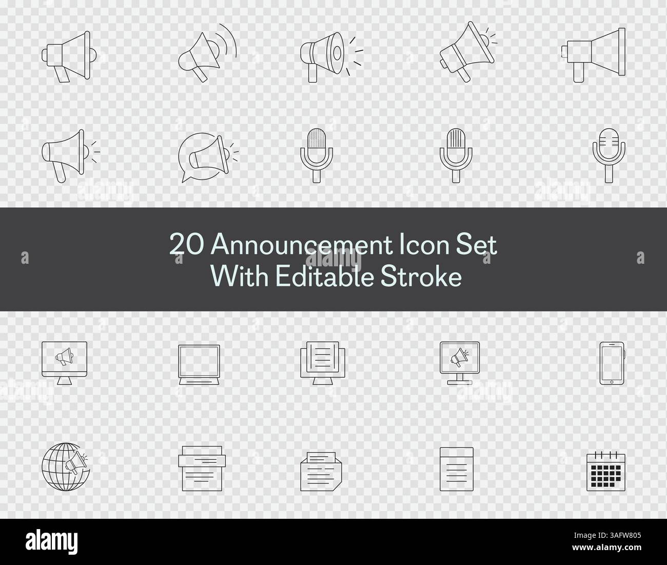 Announcement icon set vector art Isolated on transparent background and ...