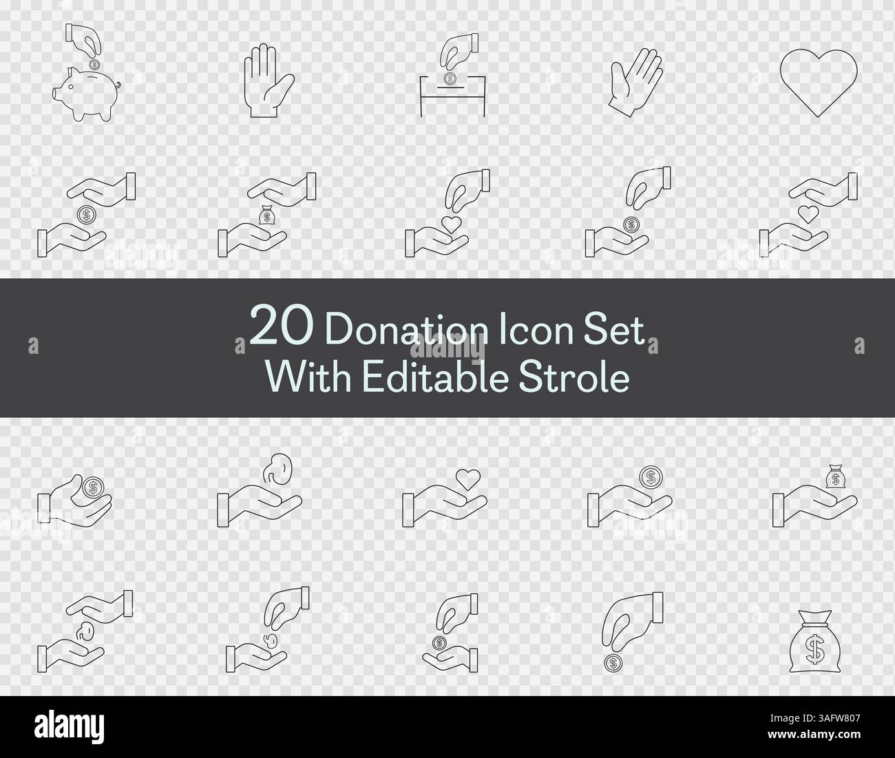 Donation icon set vector art Isolated on transparent background and ...