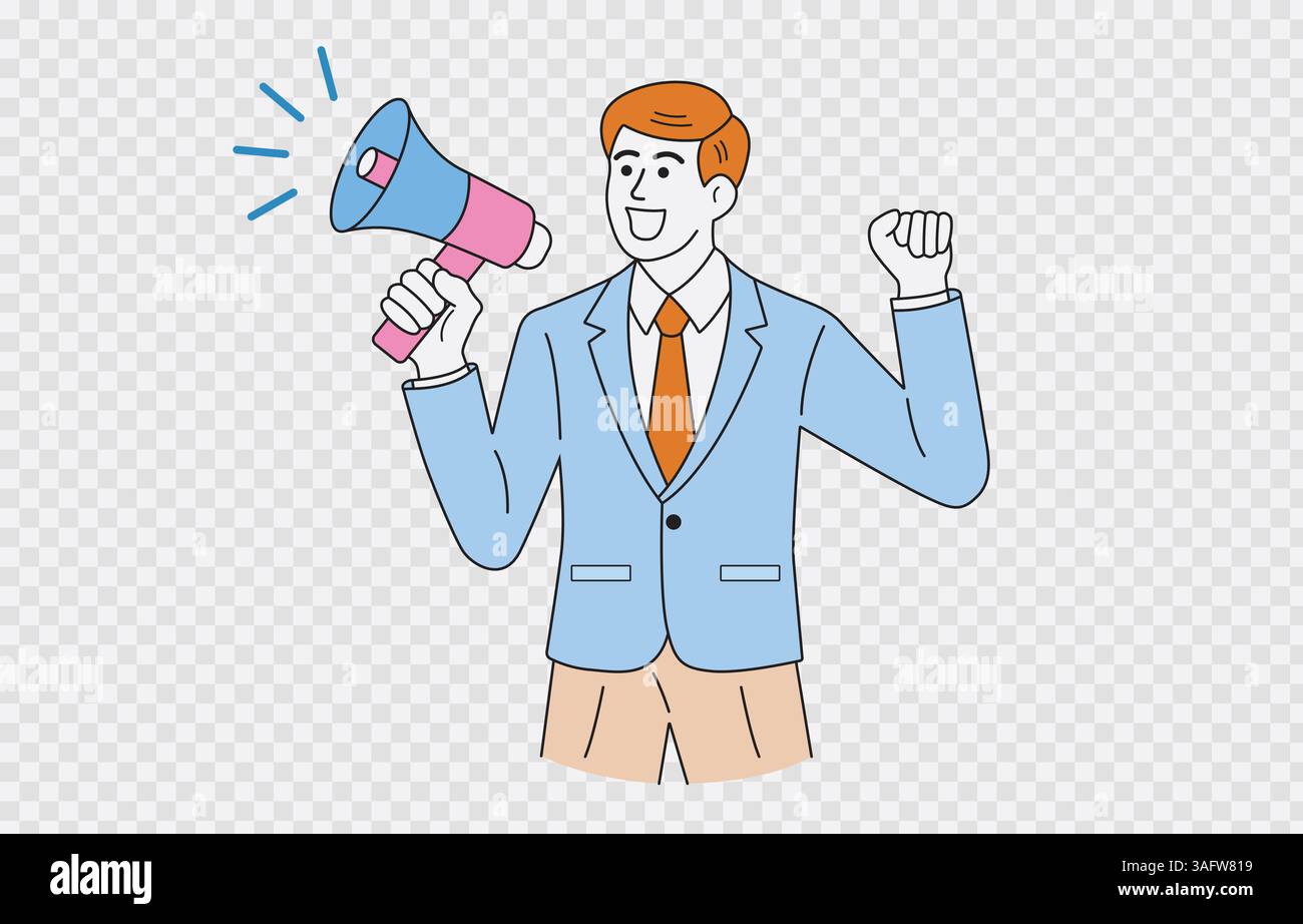 Businessman making an announcement vector art Isolated on transparent ...