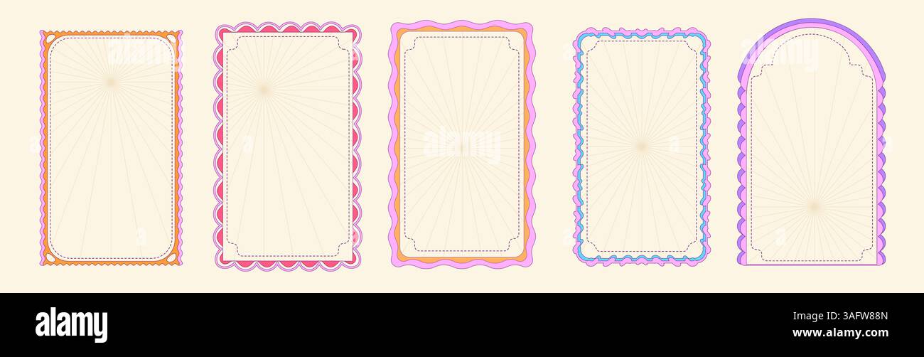 Scallop shape frame set for decoration - colorful wavy rectangular and ...