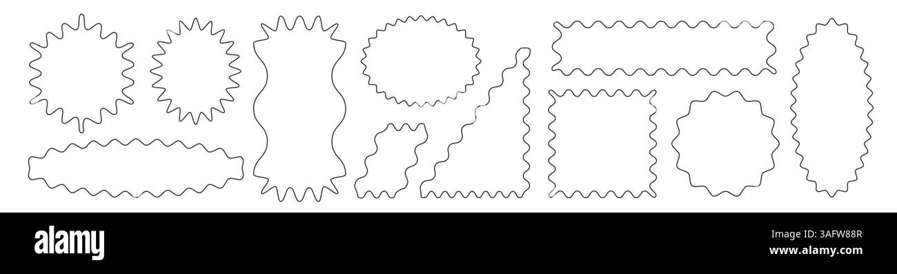 Black scallop line borders set isolated on white background. Vector ...