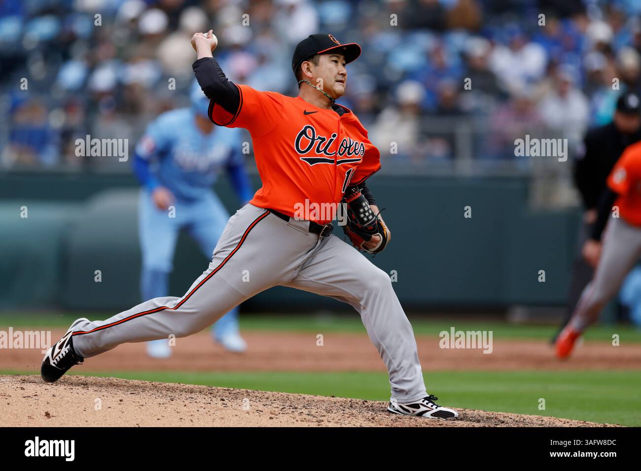 KANSAS CITY, MO - APRIL 05: Baltimore Orioles pitcher Tomoyuki Sugano ...