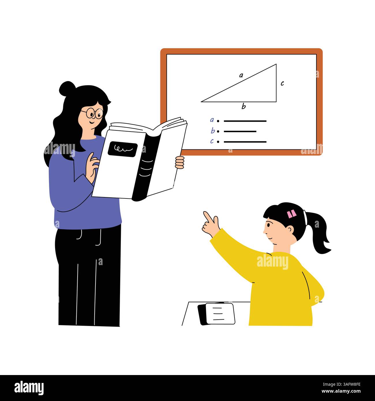 Educating Student with dedication, school teacher flat illustration ...