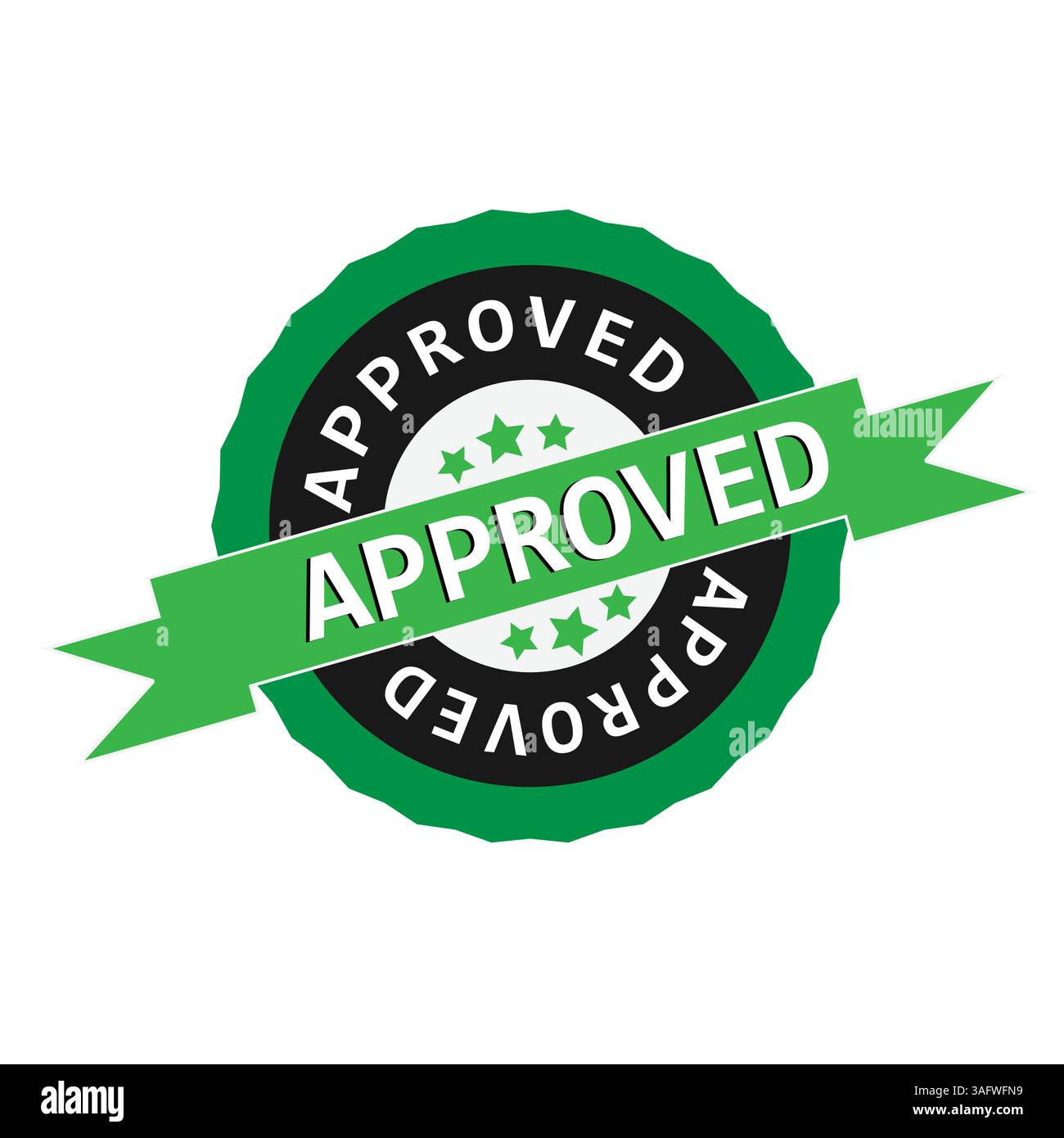 Approved Stamp Vector Bold Typography with Stars, Ribbon, and Official ...