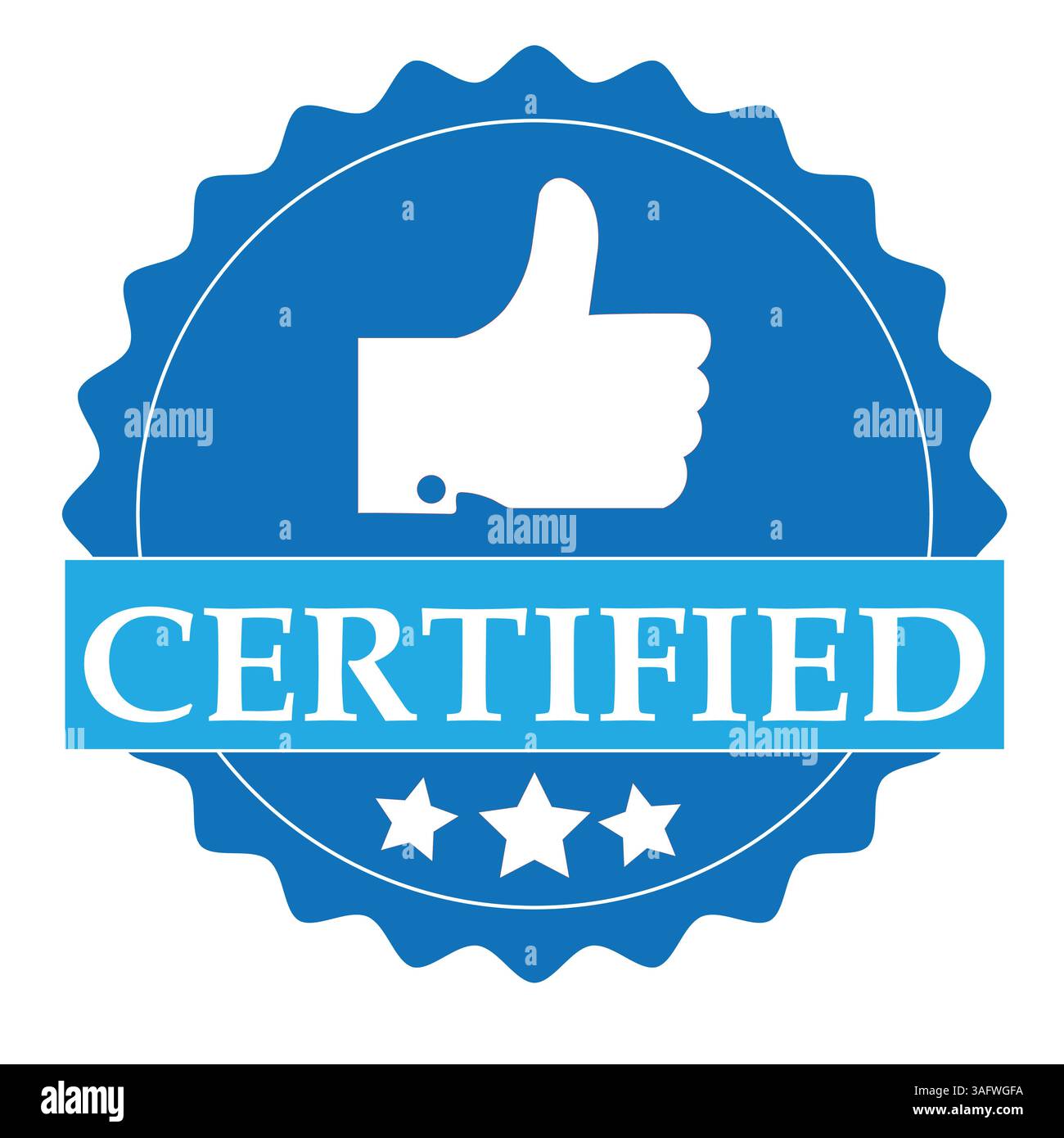 Blue Certified Seal Thumbs Up Icon with Stars and Approval Badge Design Stock Vector Image & Art ...