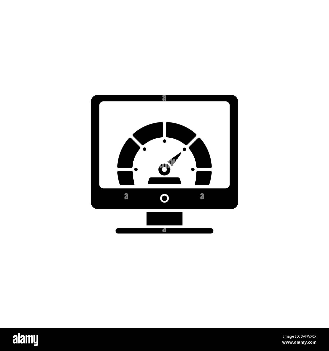 tachometer icon on the computer screen in black color on a white ...