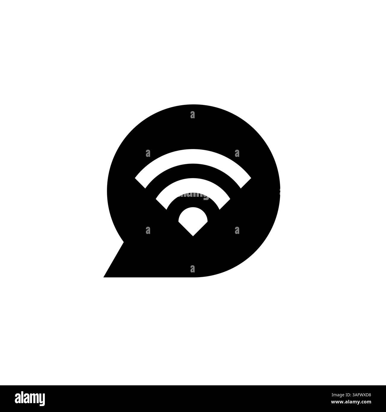 bubble with signal icon in black color on white background, wireless ...