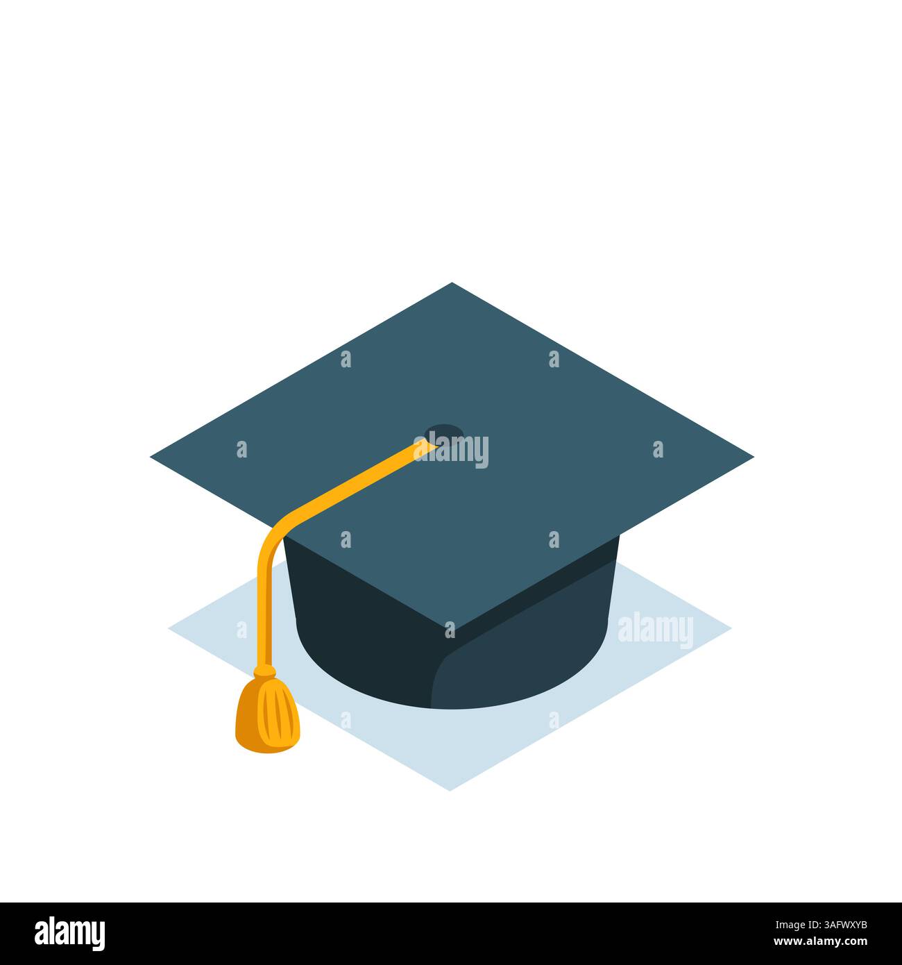 isometric bachelor cap icon in color on white background, university ...