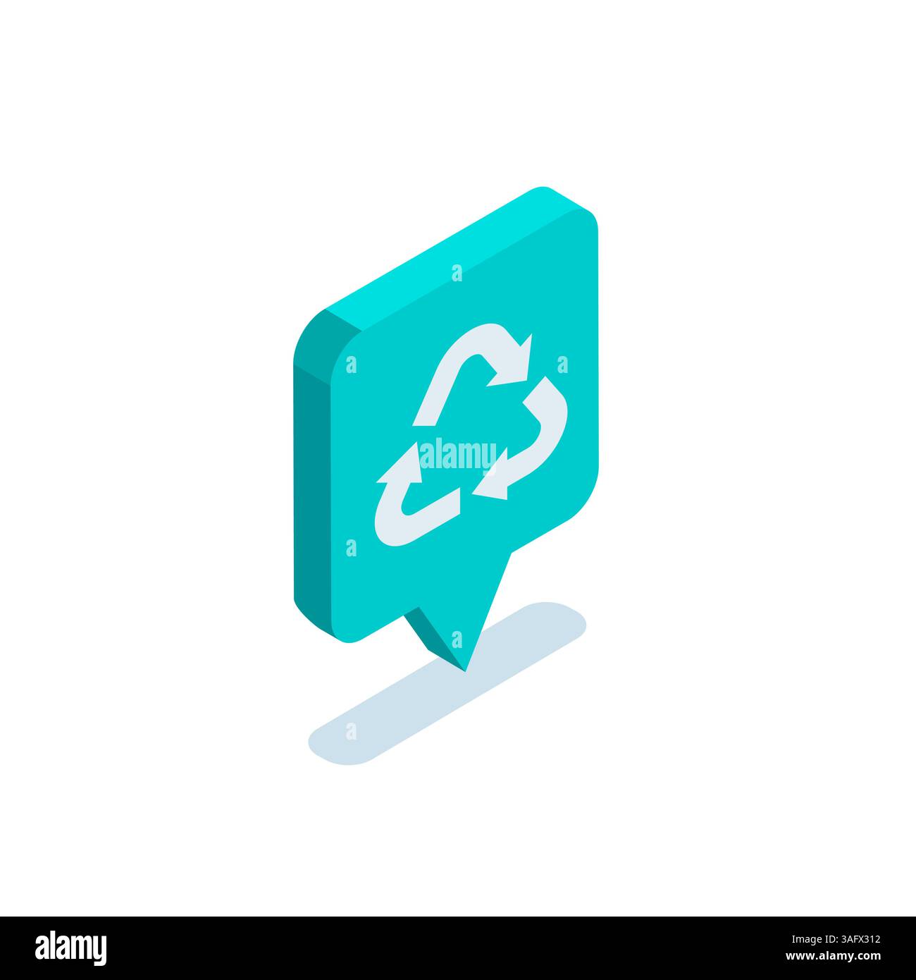 isometric icon of looped arrows in a text bubble in color on a white ...
