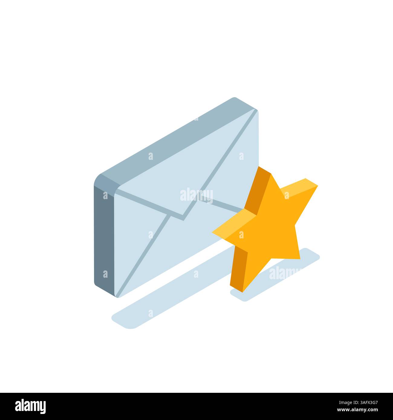 isometric envelope with a star in color on a white background, selected ...