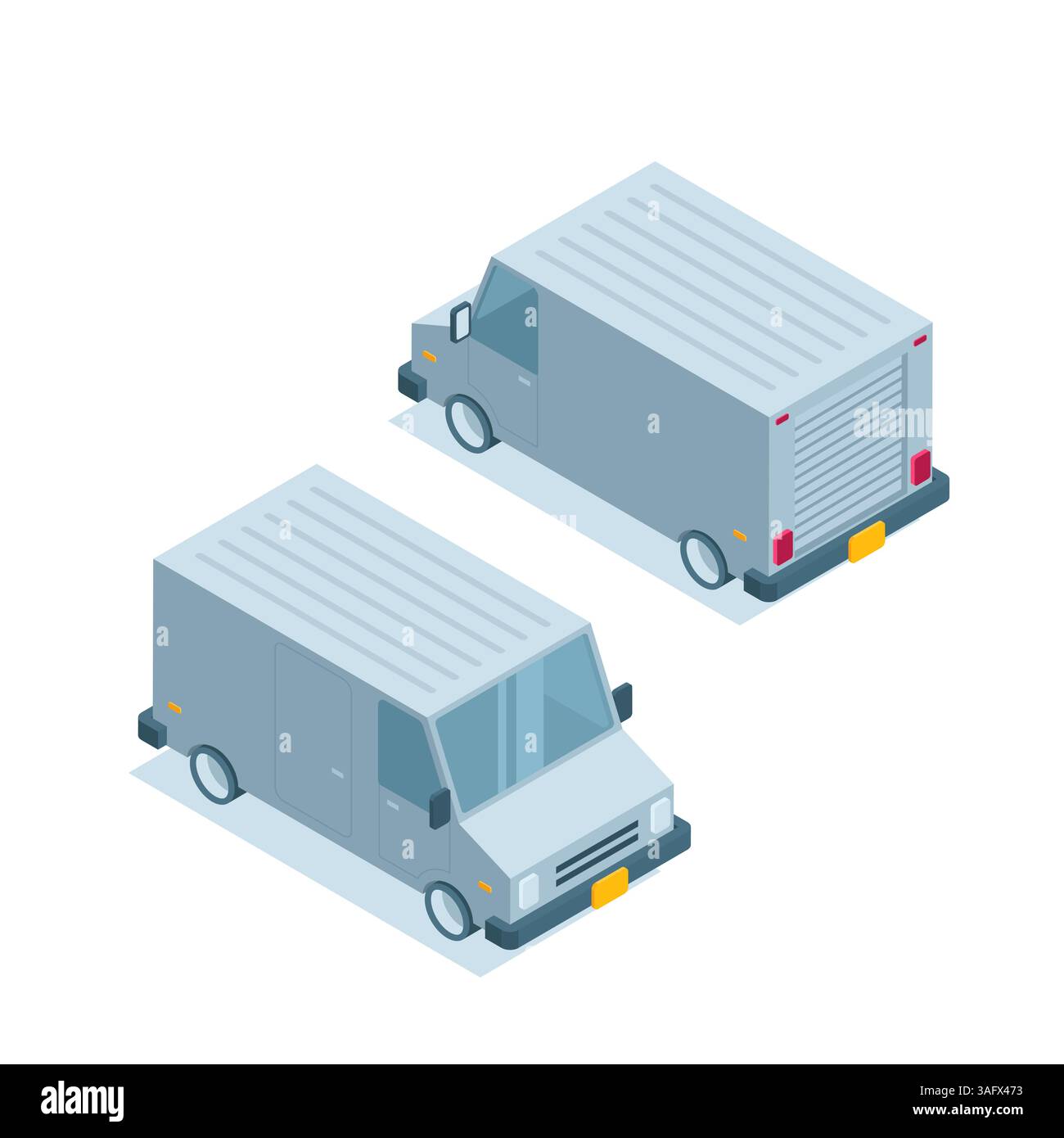 front and back view isometric van icon in color on white background ...