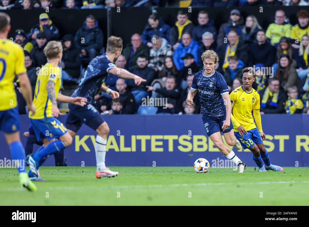 Brondby, Denmark. 07th Apr, 2025. Mads Emil Madsen (7) of Aarhus GF ...