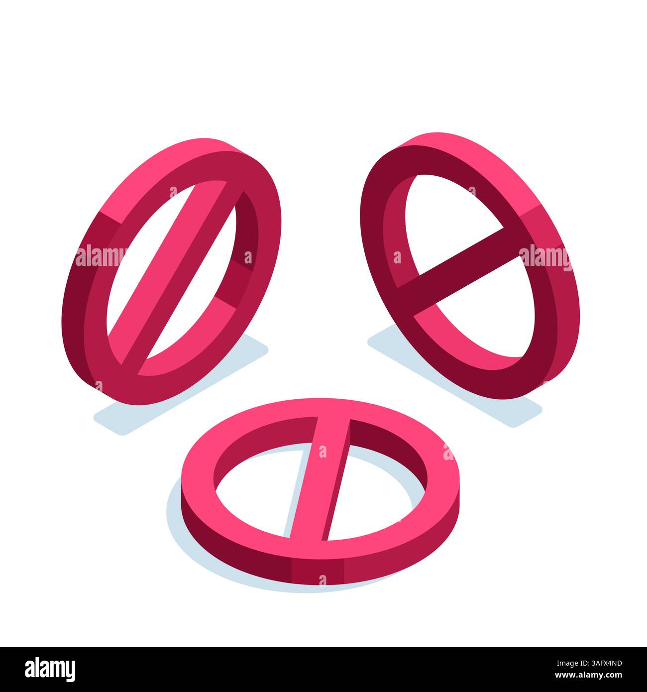 isometric prohibition sign on white background, restriction or ban ...