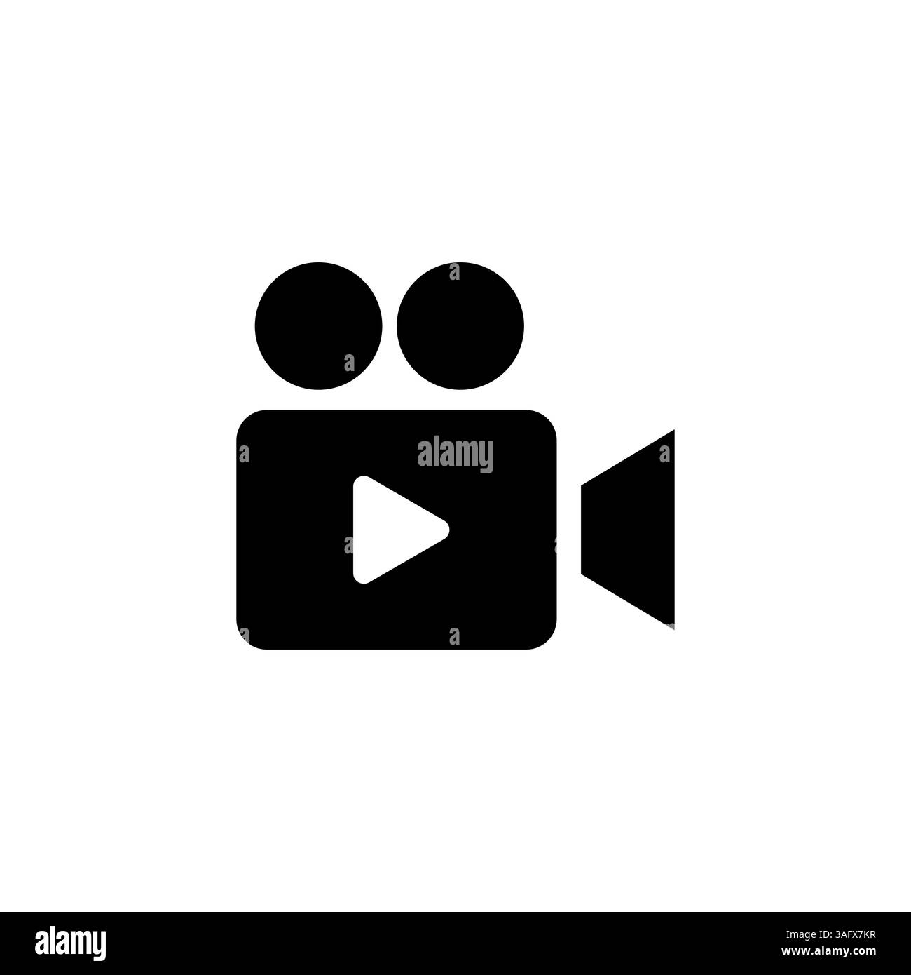 old movie camera icon in black on white background, video filming or editor or player Stock ...