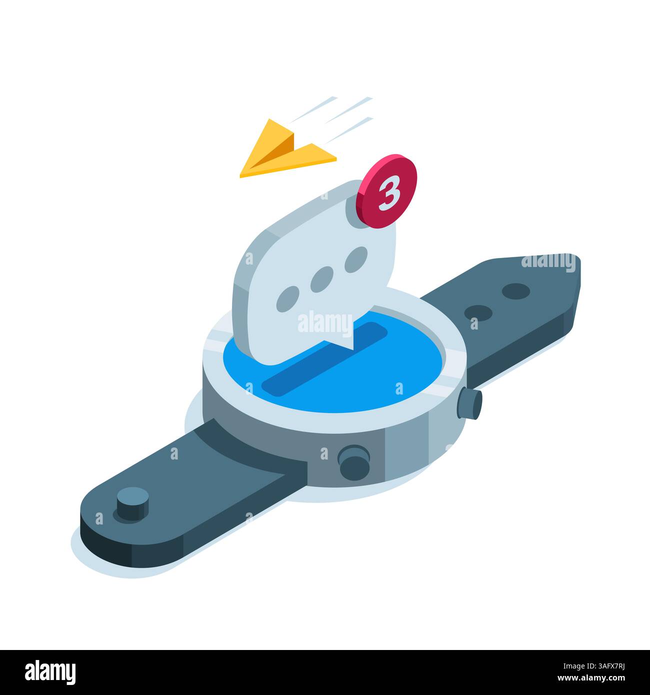 isometric smart watch and message icon in color on white background ...