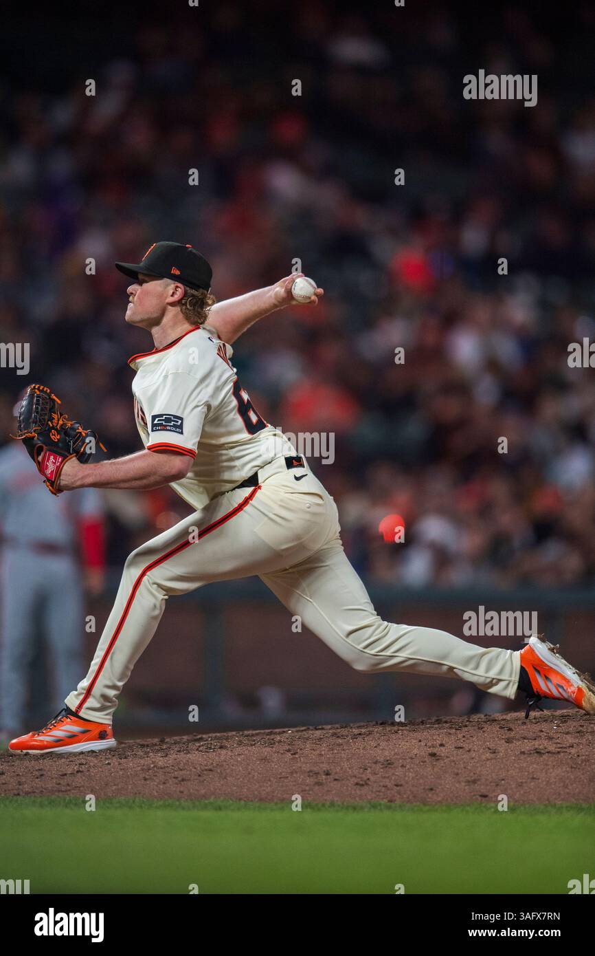 San Francisco Giants pitcher Logan Webb throws during a baseball game ...