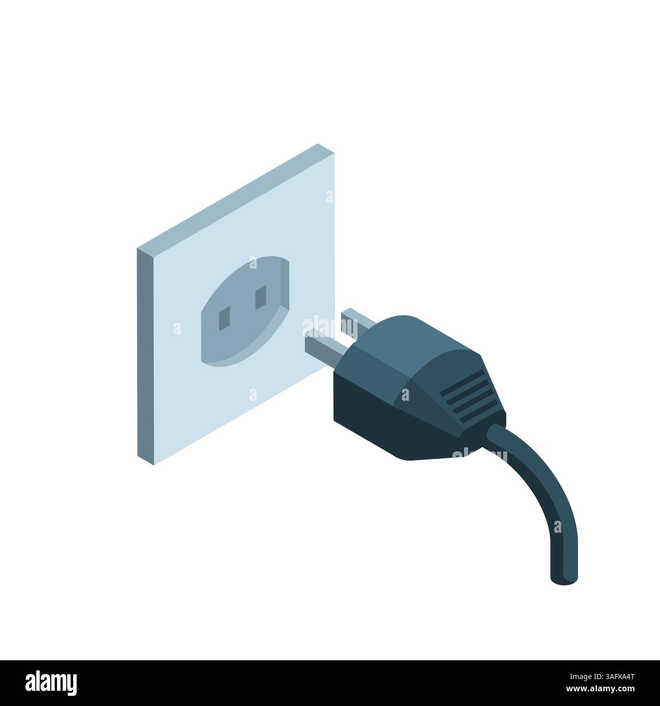 isometric socket and plug icon in color on a white background, green ...