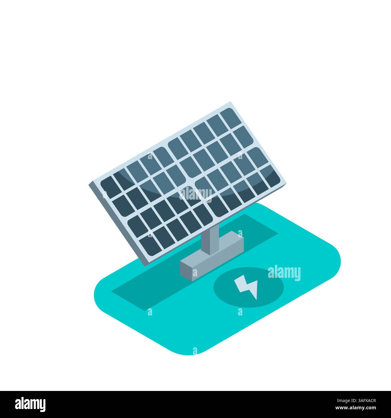 isometric solar panel in color on a white background, green energy or ...