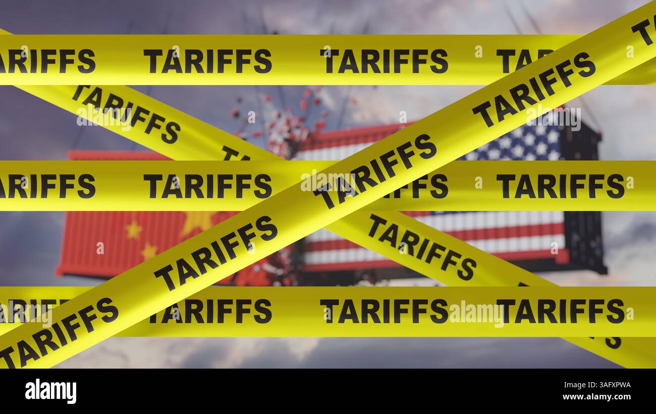 USA and China Trade war concept. Import Tariffs increase, 3d render ...
