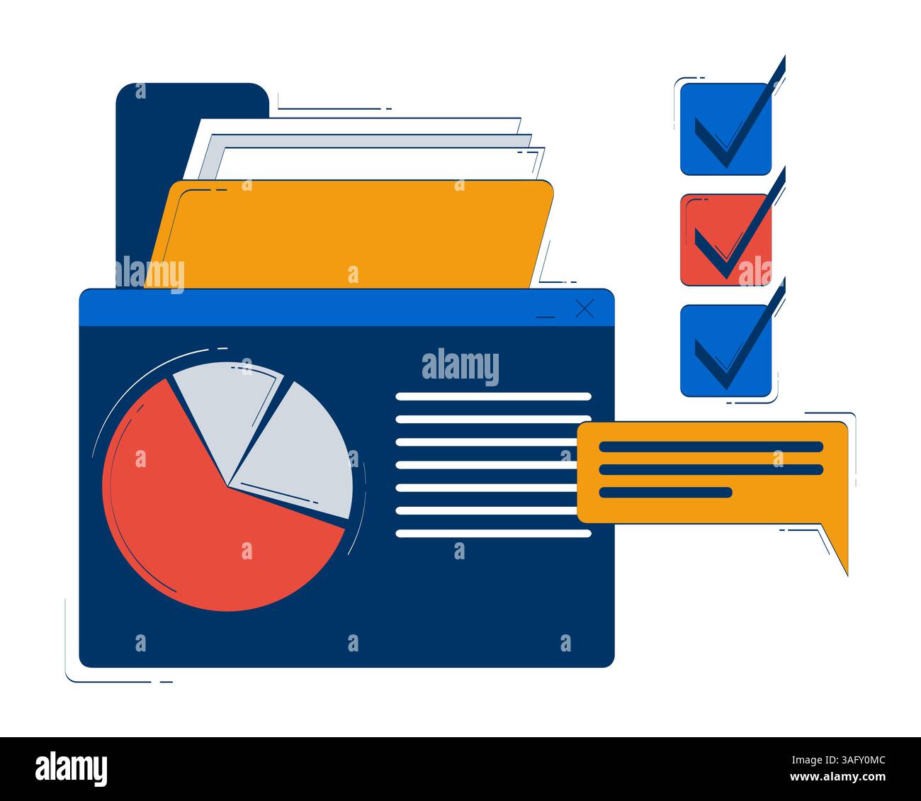 Business dashboard with charts, files and checklist 2D doodle object Stock Vector Image & Art ...