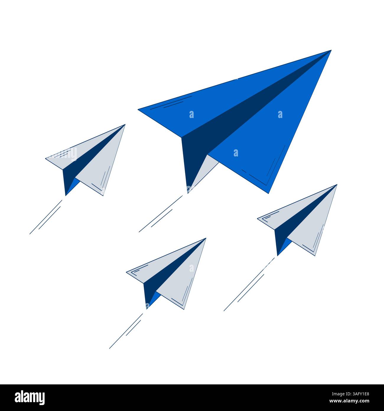 Paper planes flying in forward motion 2D doodle object Stock Vector ...