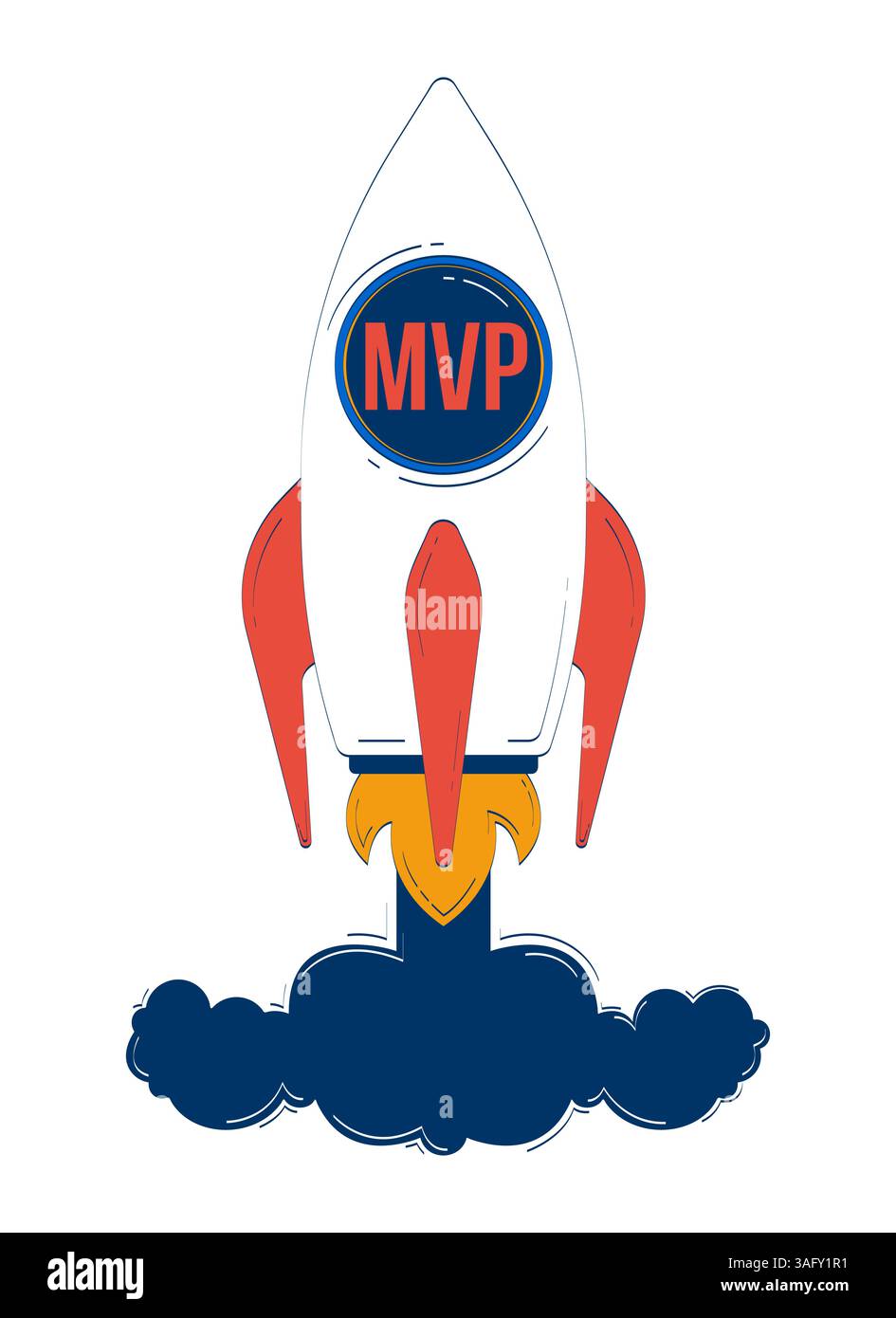 MVP startup rocket launch 2D doodle object Stock Vector Image & Art - Alamy