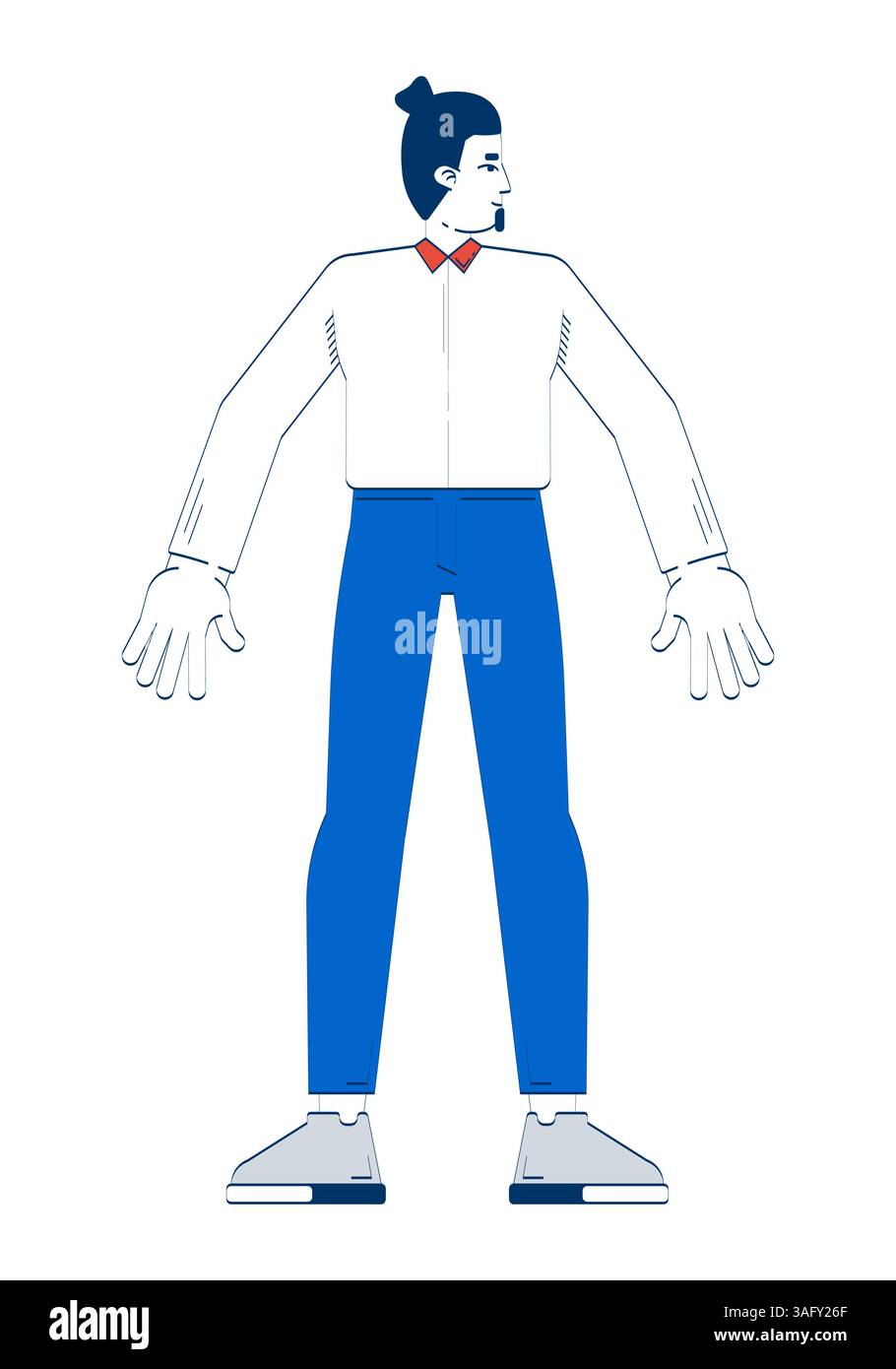 Business casual caucasian man standing with open arms 2D doodle ...