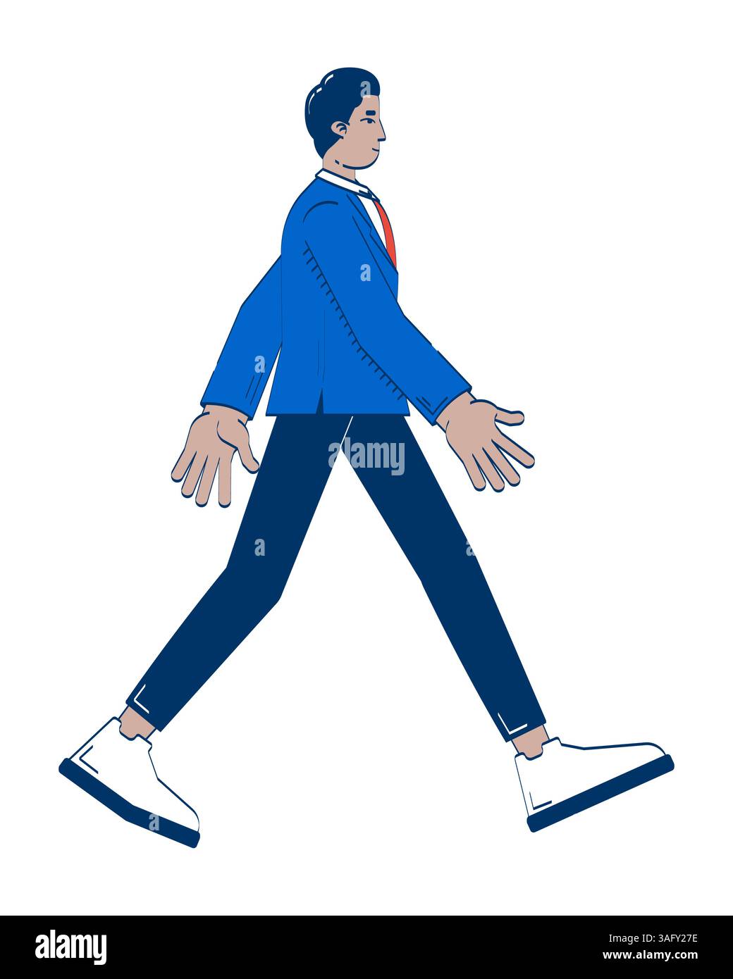 Confident indian man walking forward in business attire 2D doodle ...