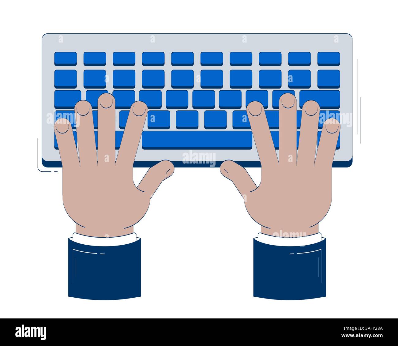 Typing hands on keyboard doodle cartoon illustration Stock Vector Image ...
