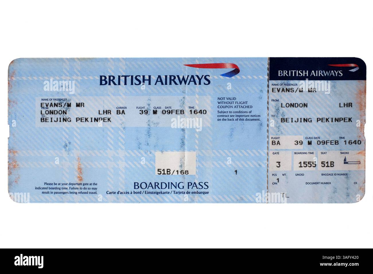 british airways boarding pass london heathrow peking beijing china ...