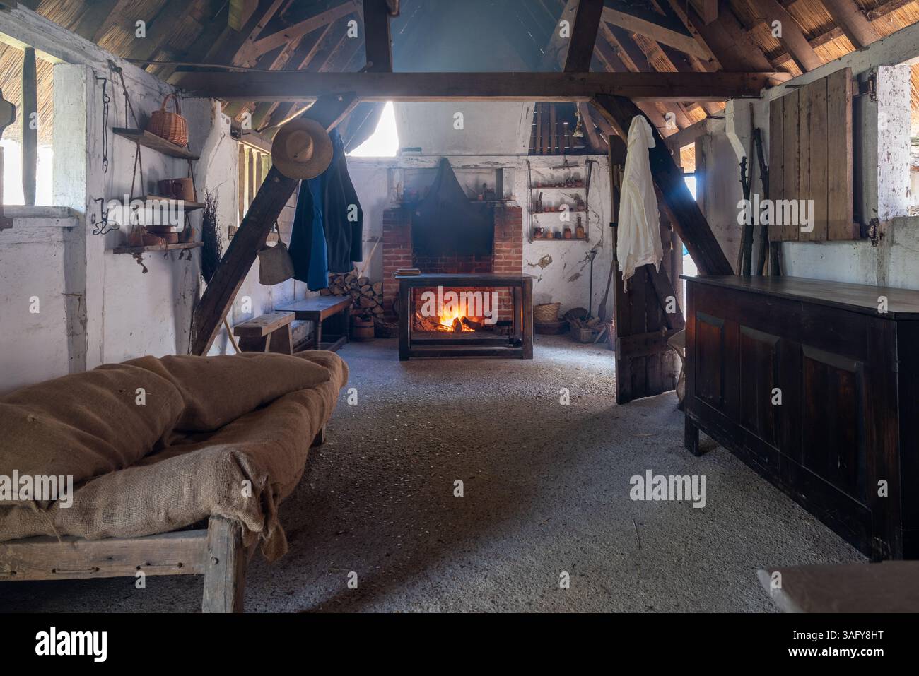 Interior of a 17th century home at the Little Woodham Living History ...