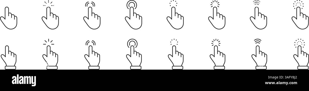 Touch gesture line icon set. Digital interaction outline symbol ...